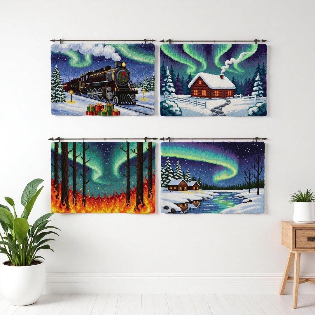 Aurora Borealis Latch Hook Kit Adult Easy Scenery Tapestry Wall Art - Etsy