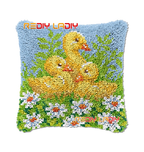 Latch Hook Cushion Three Ducks DIY Needlepoint Kits Chunky - Etsy