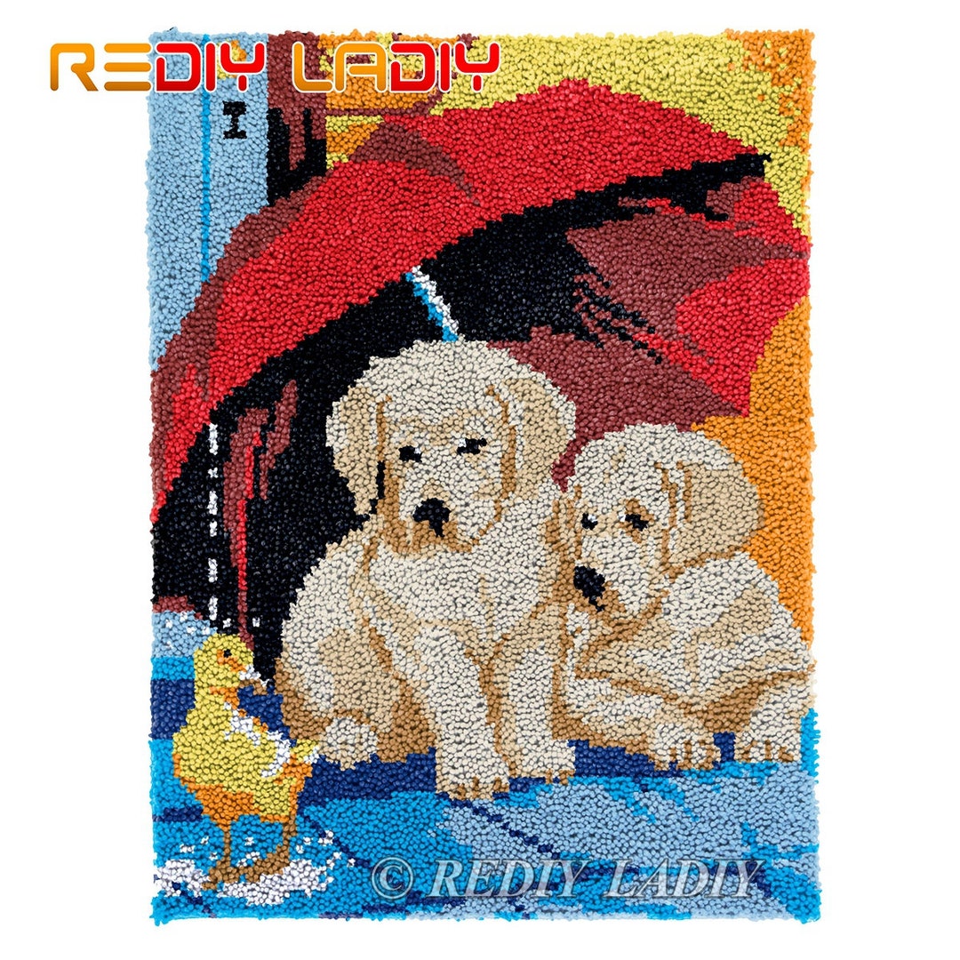 Puppies and Birds Latch Hook Rug Kit, Chunky Yarn Needlework - Etsy