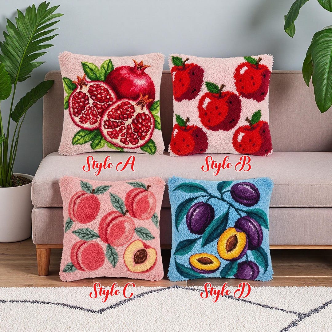 Fresh Fruit Latch Hook Cushion Kit Kitchen Decor Rug Making Set DIY - Etsy