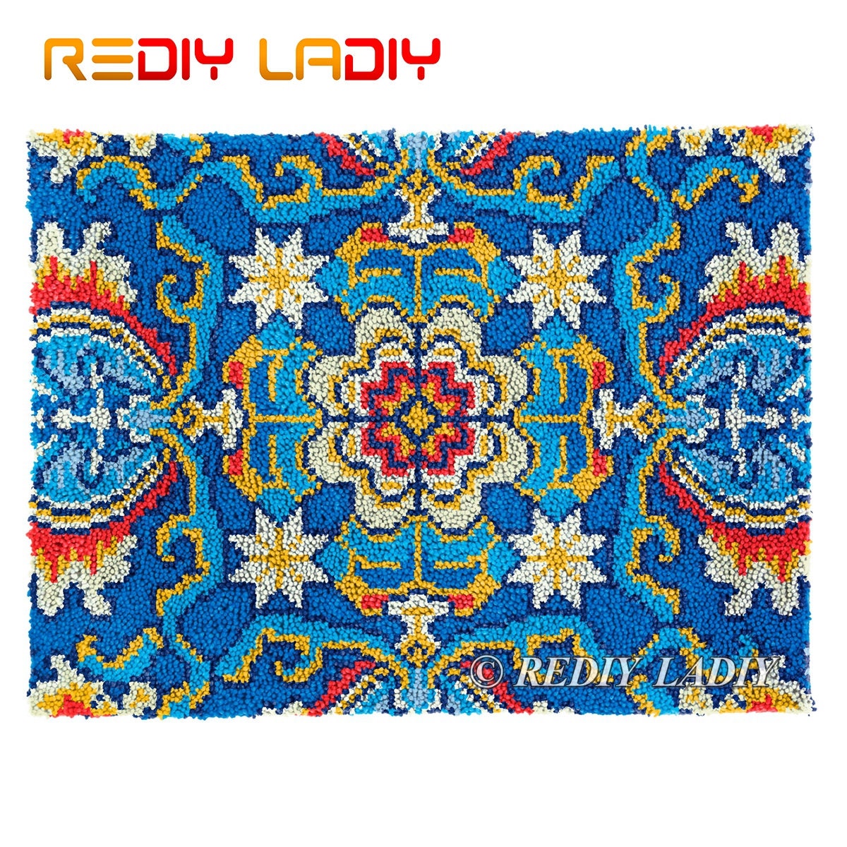 Latch Hook Rug Kits Blue Mandala Plush Wall Tapestry Kits DIY - Etsy Canada