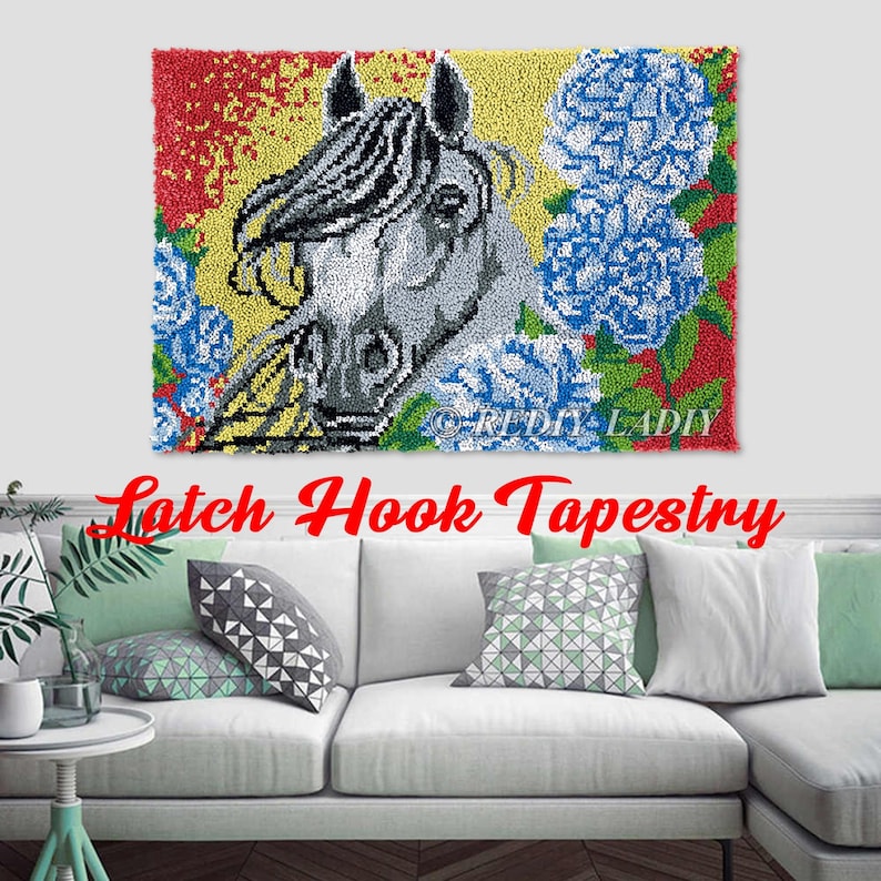 Latch Hook Rug Kits Horses Seat Cushion DIY Carpet Rug Chunky - Etsy