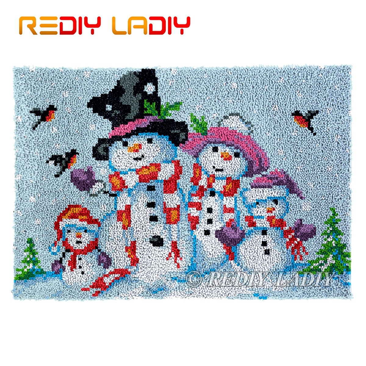 Latch Hook Rug Snowman Family Chunky Yarn Tapestry Kits DIY | Etsy