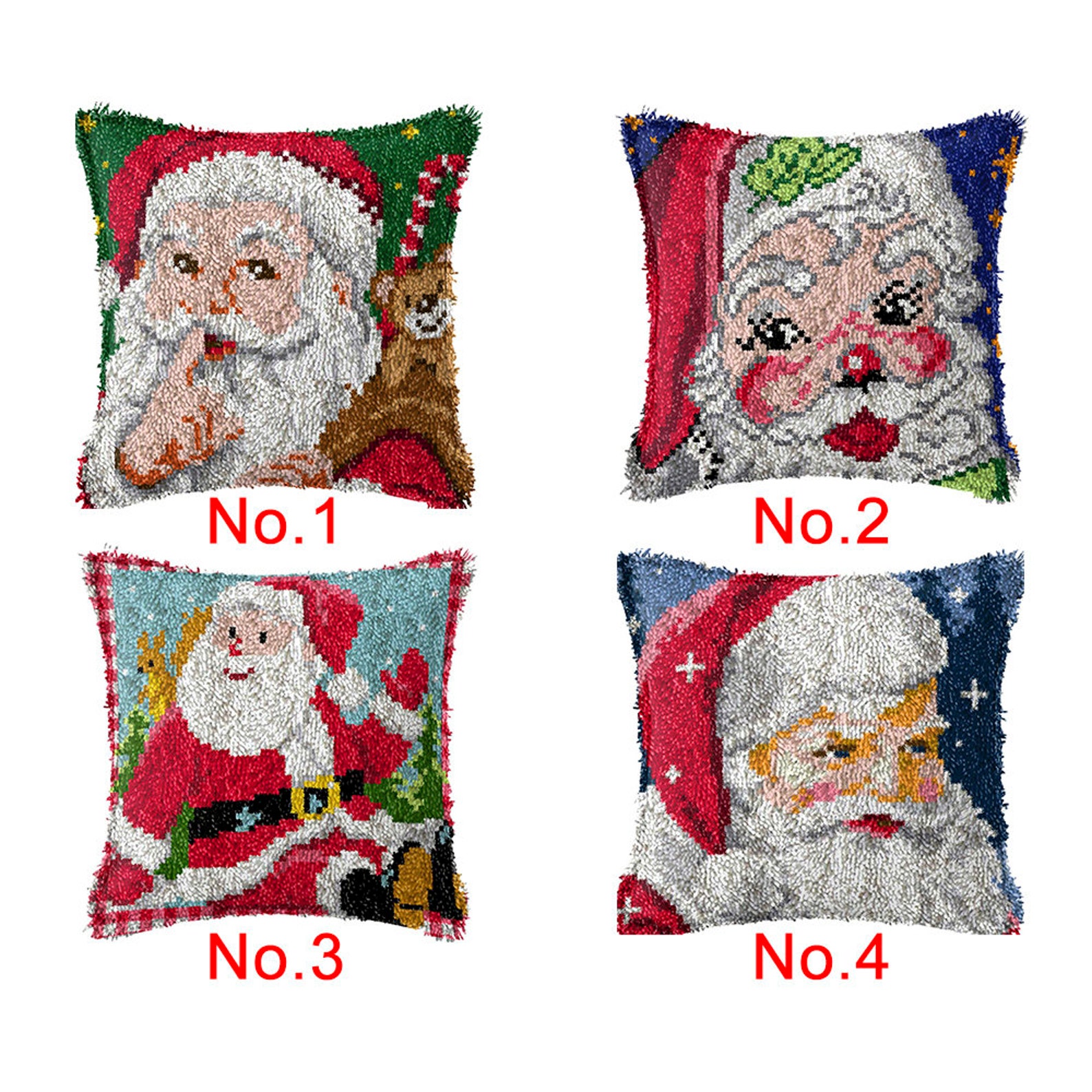 43x43cm Latch Hook Cushion Santa Christmas Pre-printed Color Canvas ...