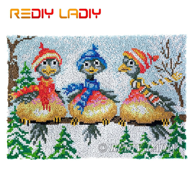Latch Hook Rug Kit: Three Birds Chunky Yarn Tapestry, 85x58cm - Etsy