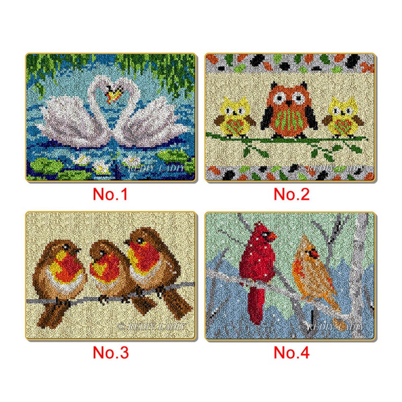 Latch Hook Rug Kits Birds Family Plush Floor Mat Pre-printed - Etsy