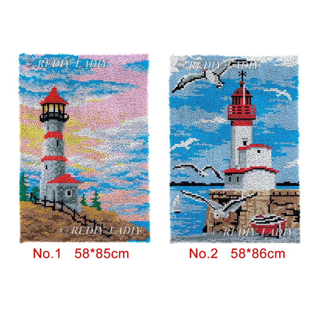 Latch Hook Rug Lighthouse Chunky Yarn Tapestry Kits DIY Carpet - Etsy