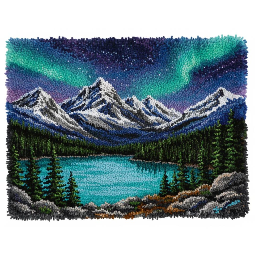 Aurora Night Latch Hook Kits DIY Rug Making Kit Pre-printed Canvas ...