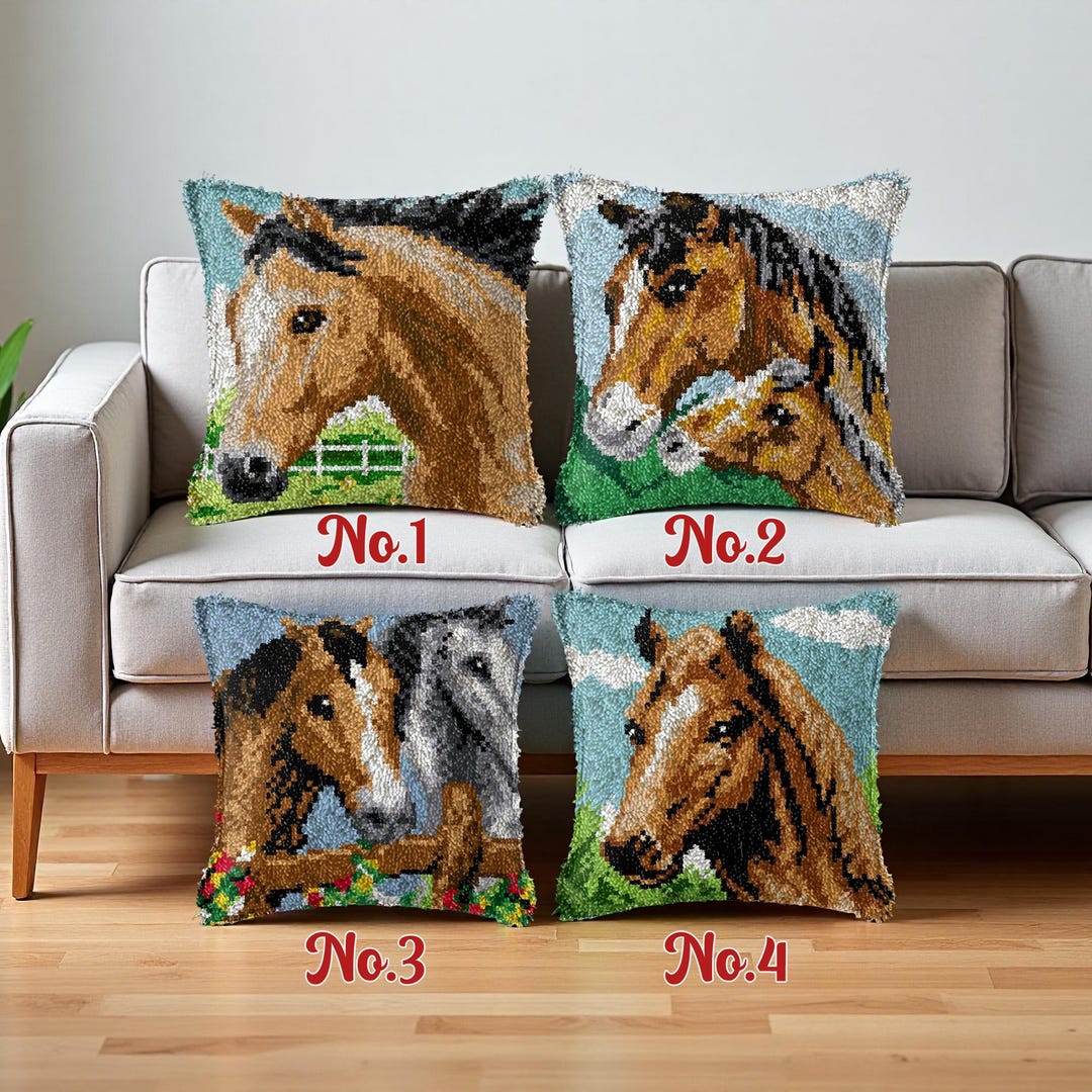 Latch Hook Horse Pillow Kit (43x43cm) - Etsy