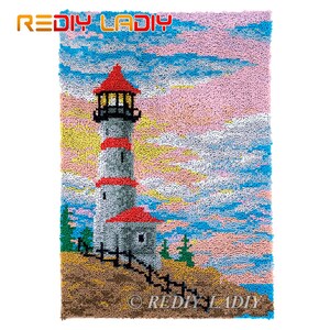 Latch Hook Rug Lighthouse Chunky Yarn Tapestry Kits DIY Carpet Rug ...