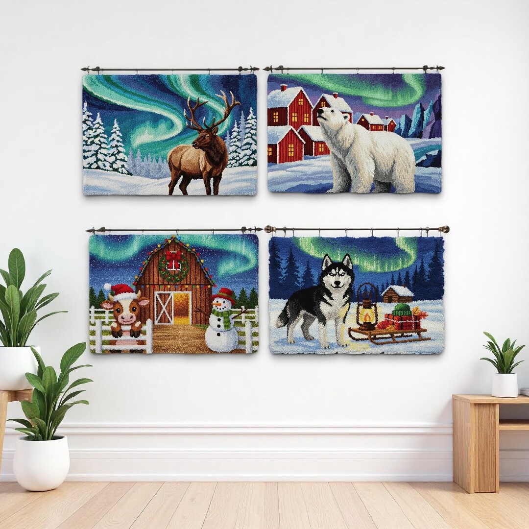 Polar Bear Snow Latch Hook Kit Adult Easy Aurora Tapestry Wall Art - Etsy