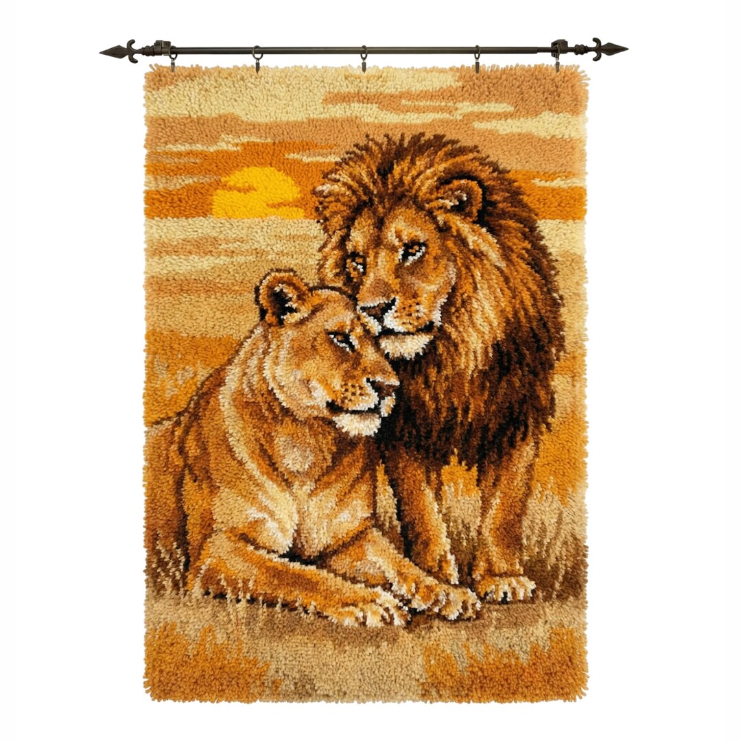 African Lion Couple Latch Hook Rug Kit Easy DIY Mat Craft Art Decor - Etsy