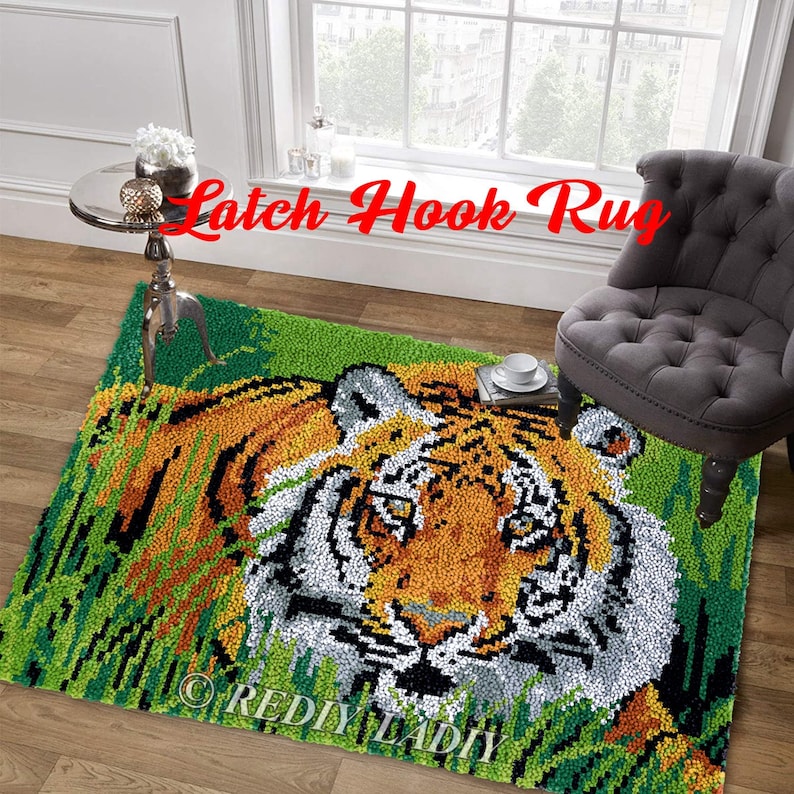 Latch Hook Rug Kit: Lilacs in Vase, DIY Chunky Yarn Tapestry (85x58cm ...