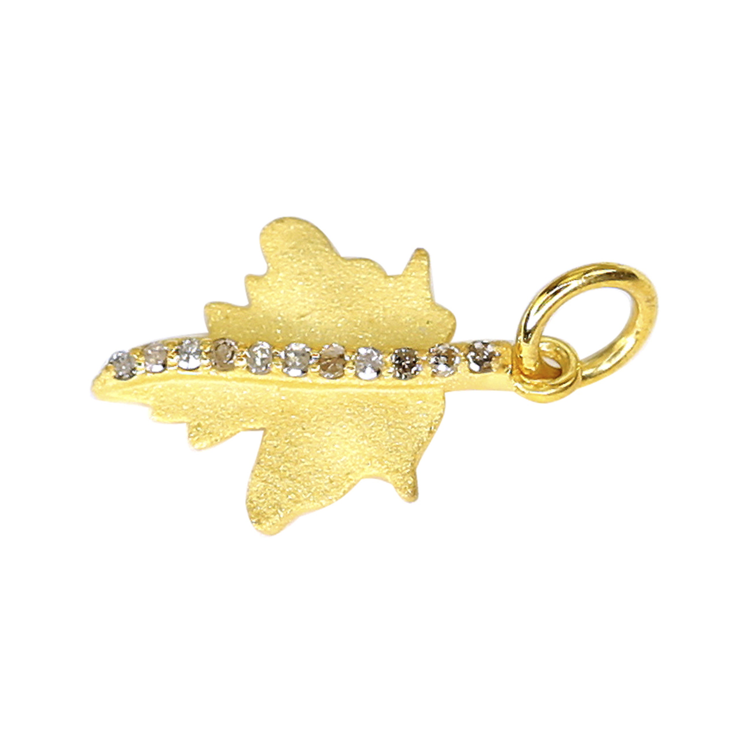 Natural Pave Diamond Leaf Shaped Charm Pendant.925 Sterling - Etsy