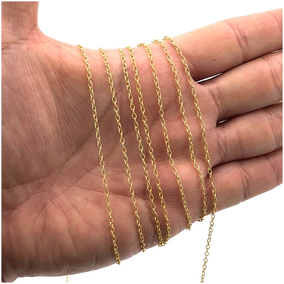 1 FT 2 mm Yellow Gold Finish Thin Link Chain Necklace Round | Etsy