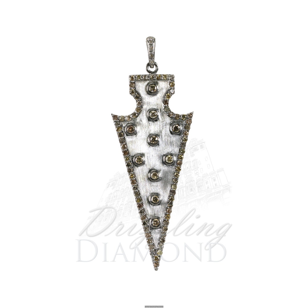Natural Pave Diamond Arrowhead Pendant,925 Silver Jewelry,handmade ...