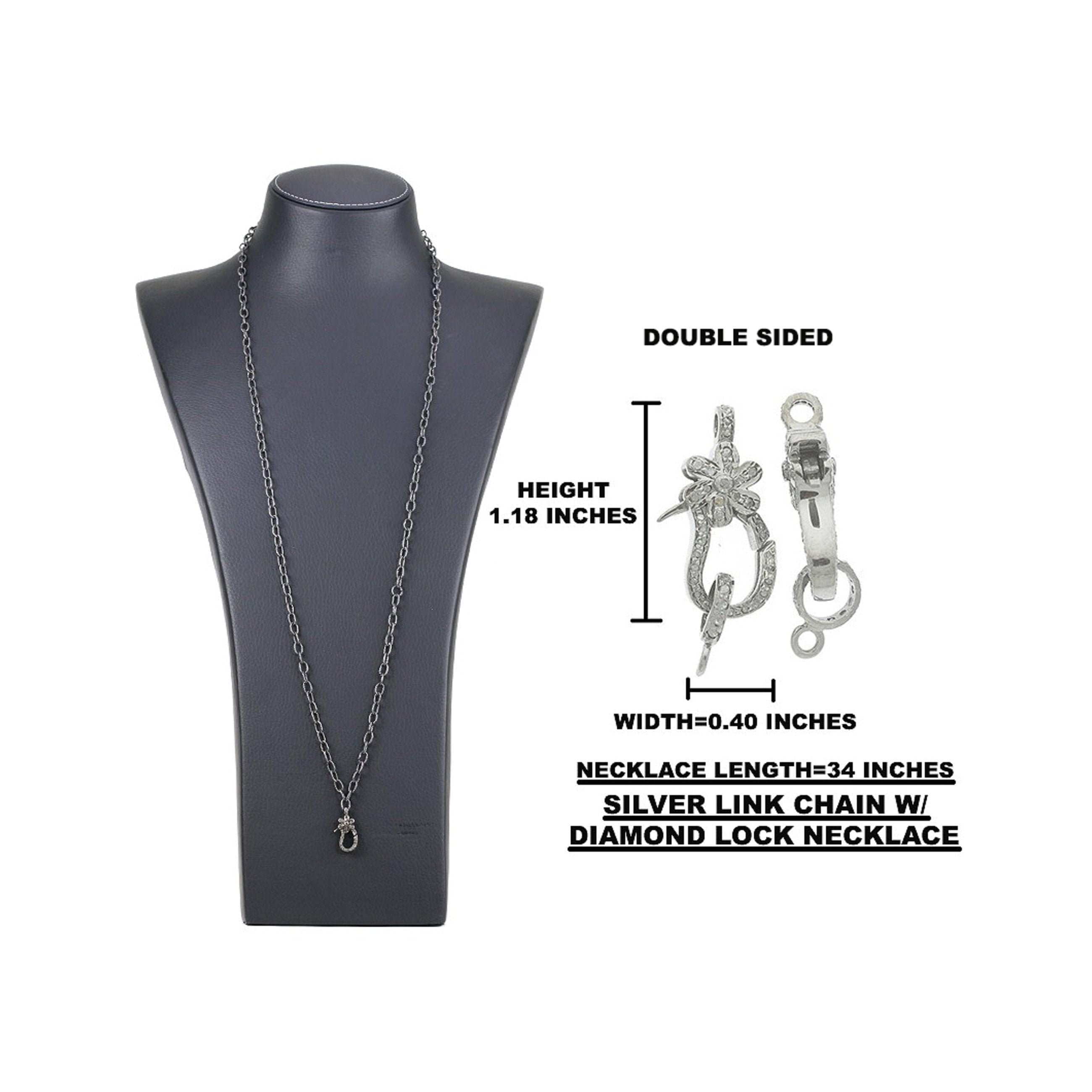 Pave Diamond Lock Necklace925 Silver Lock NecklaceVintage | Etsy