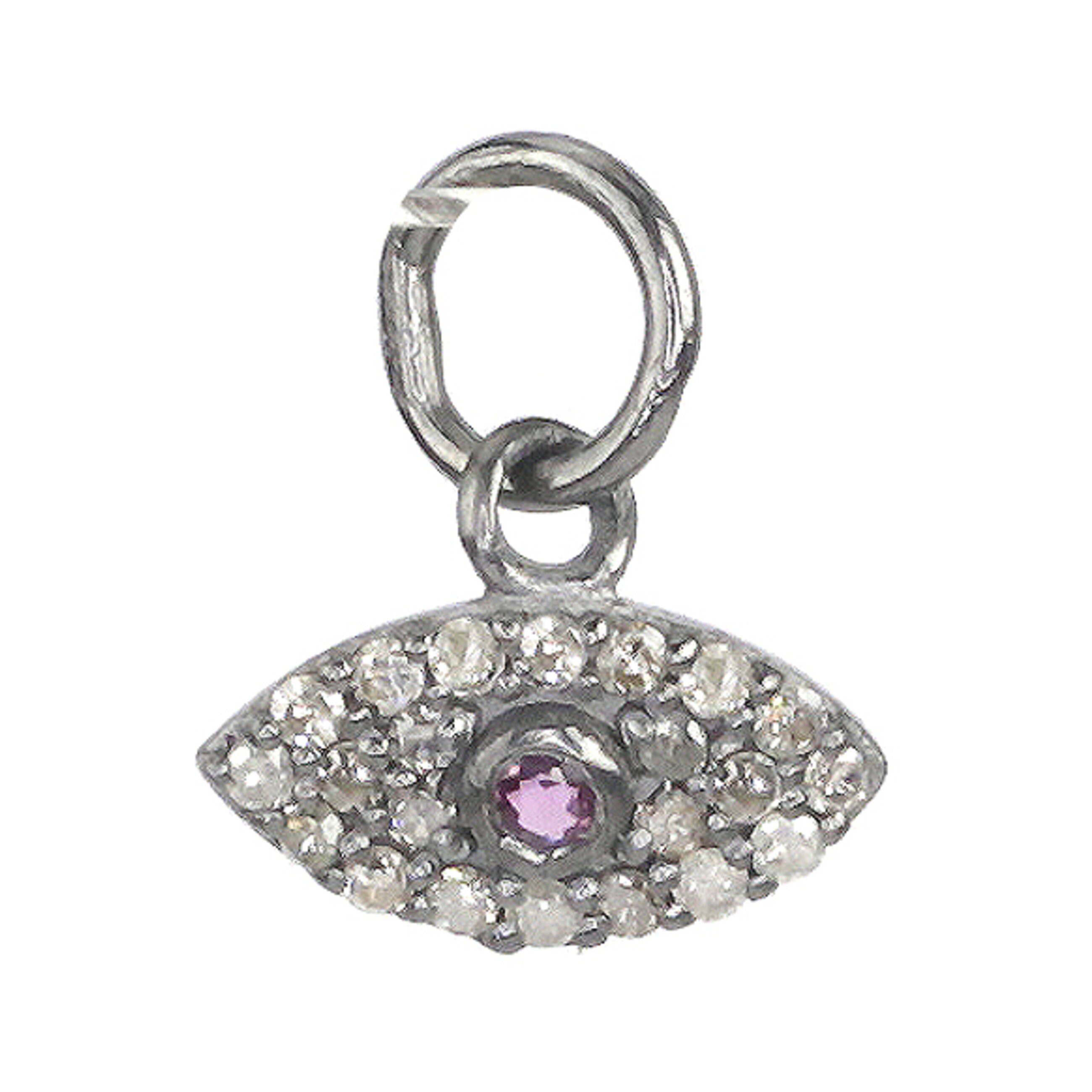 Natural Diamond And Ruby Evil Eye Charm/925 Sterling Silver | Etsy