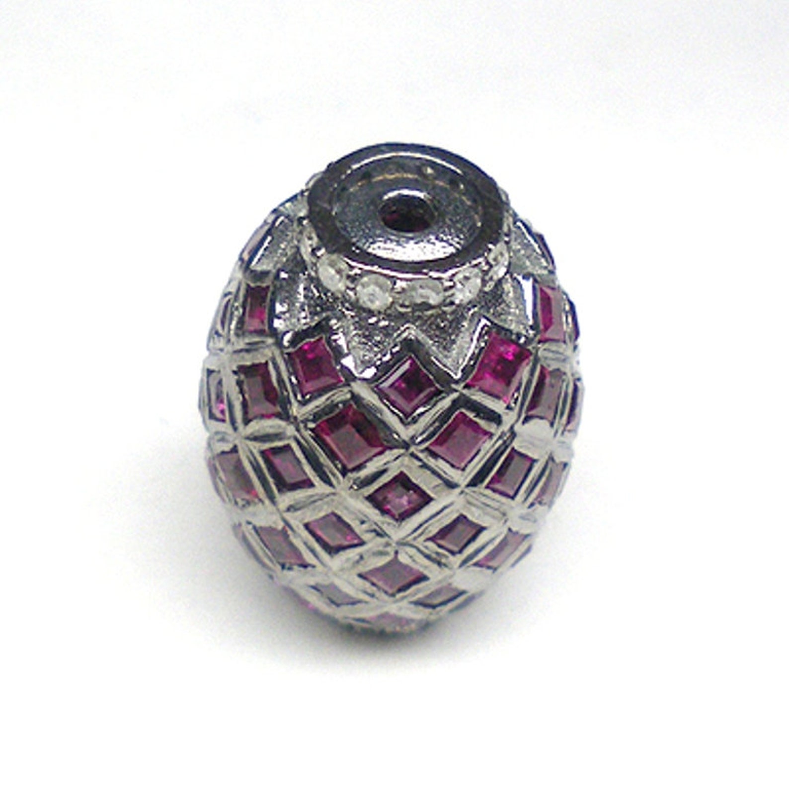 Ruby Pave Diamond Beads 925 Silver Beads Gemstone Beads | Etsy