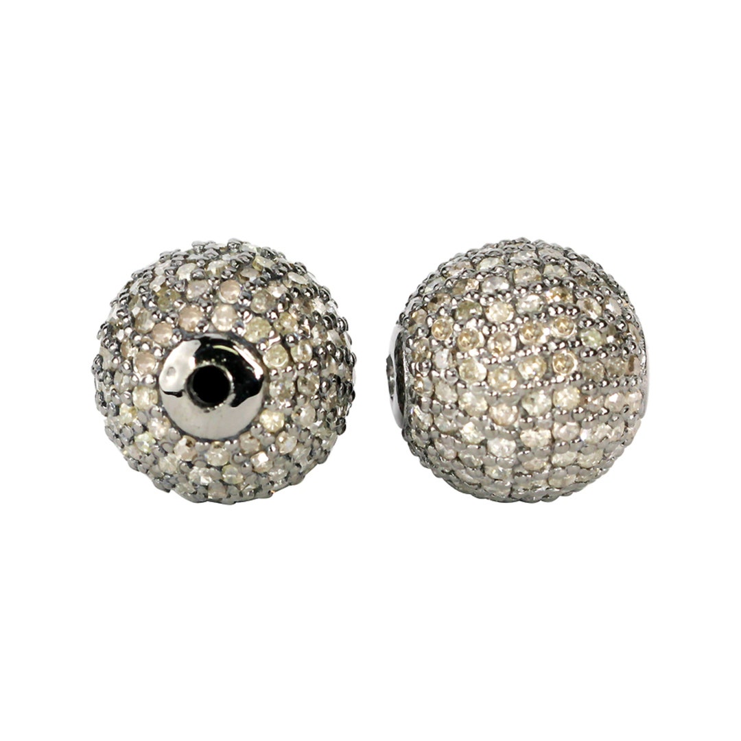 Diamond Beads, Pave Balls, Sterling Silver, Pave Beads, Pave Silver ...
