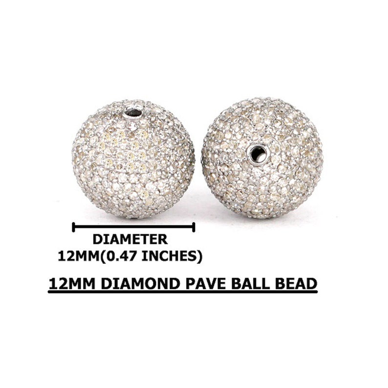 12 Mm Diamond Beads,silver Beads,diamond Balls,pave Diamond Beads,loose ...