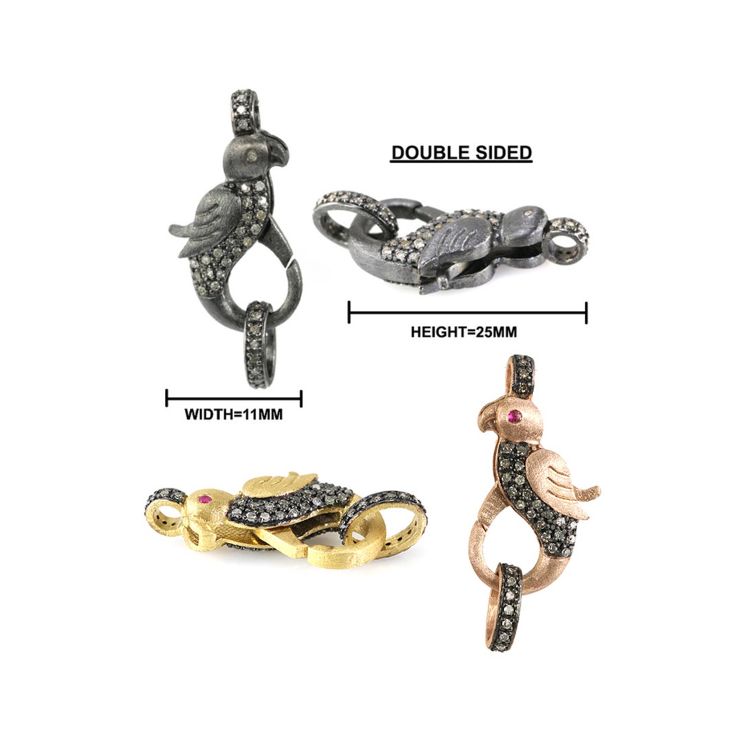 Diamond Bird Lock,pave Silver Lock,diamond Findings,lock Jewelry,pave ...
