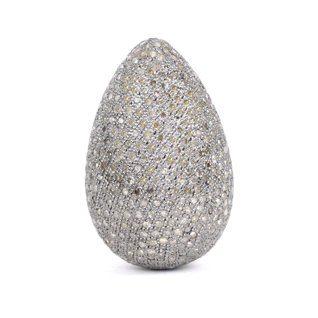 Natural Pave Diamond Egg Shape Beads,loose Beads,diamond Beads,pave ...