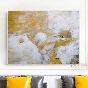 Extra Large Yellow Canvas Art Cloud Abstract Painting White Cloud ...