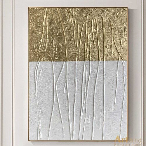 White and Gold Painting White Abstract Canvas Art White - Etsy