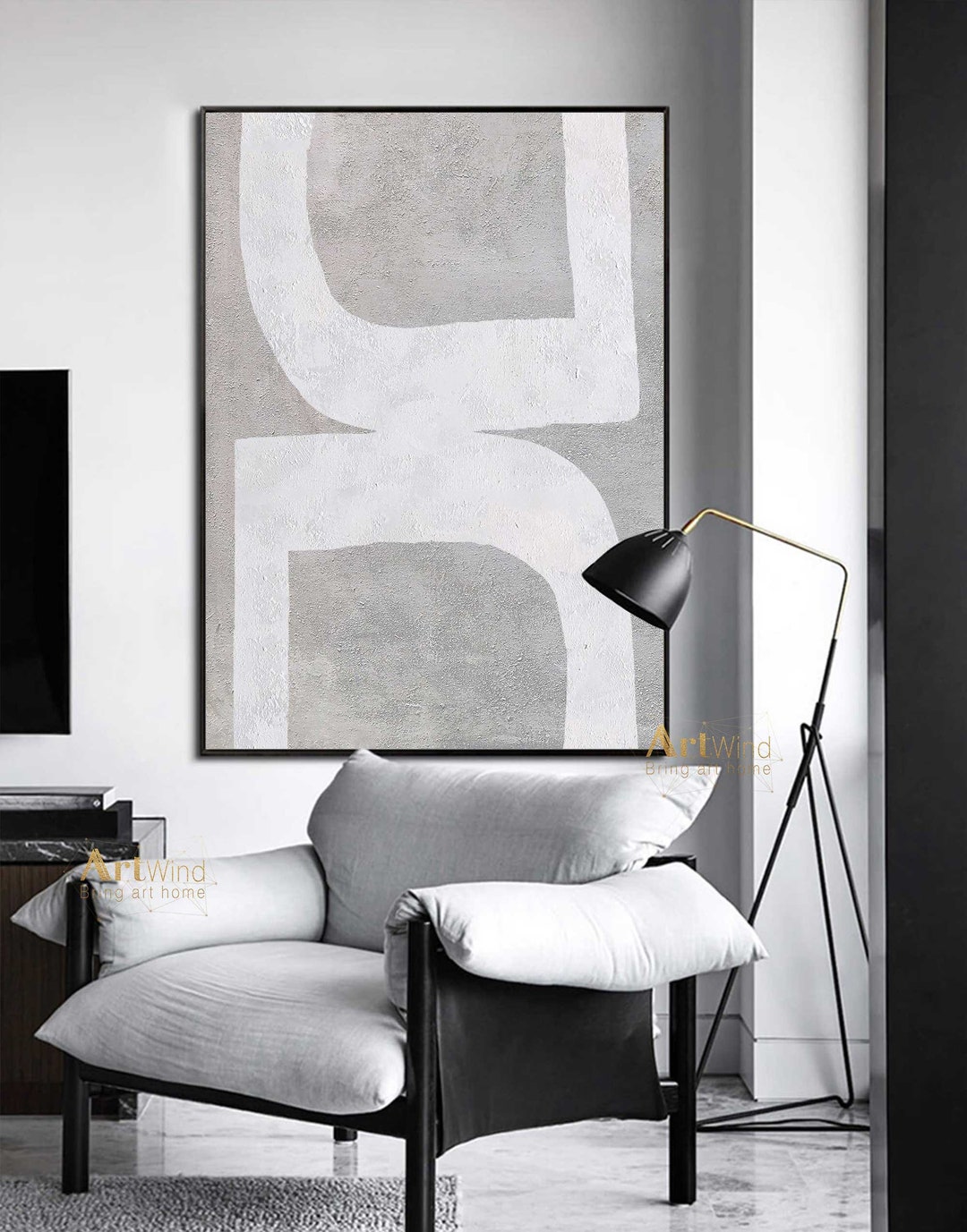 Textured Minimalist Art Abstract Painting Modern Wall Art Black and ...