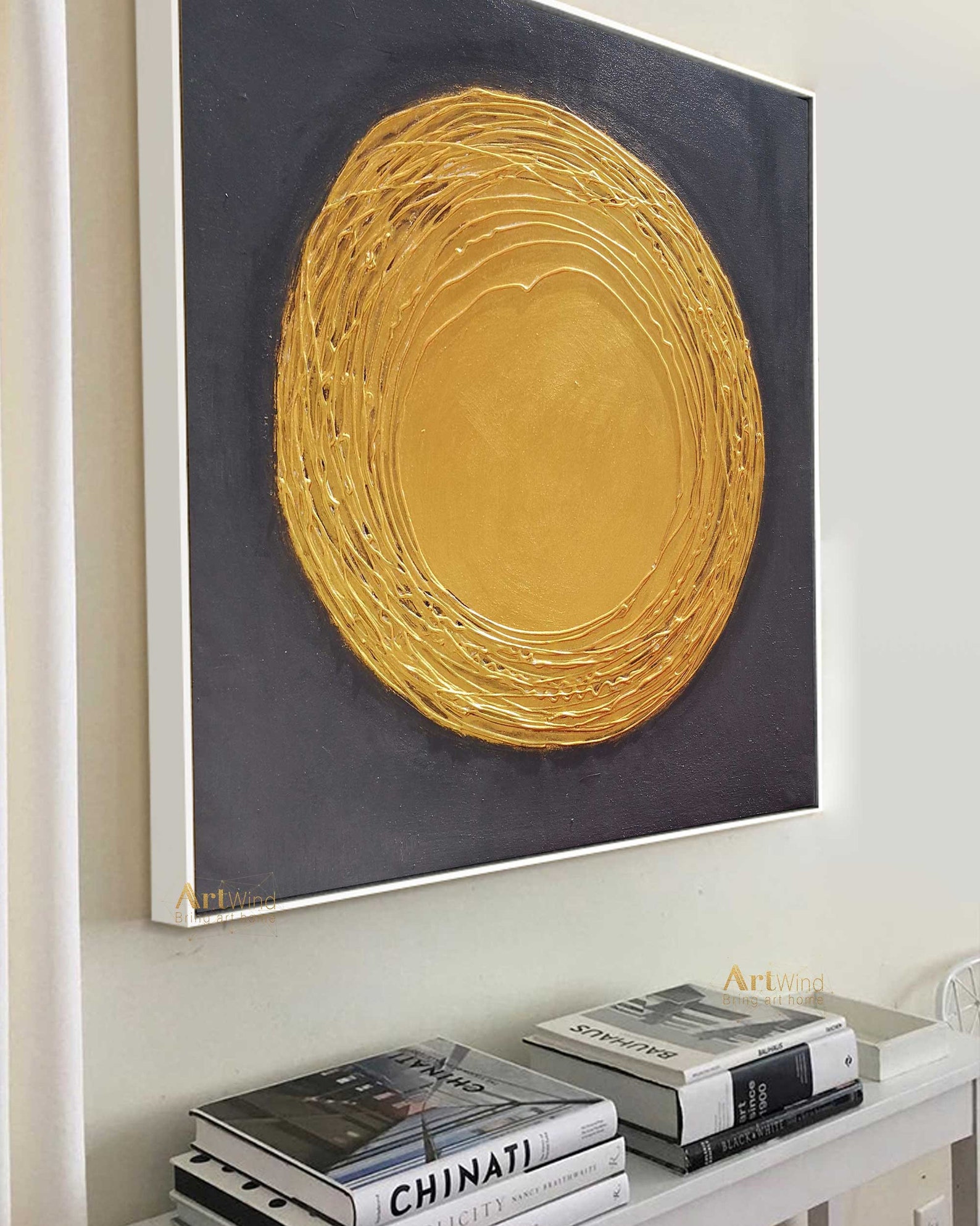 Extra Large Gold Leaf Painting Gold Minimalist Art Black - Etsy
