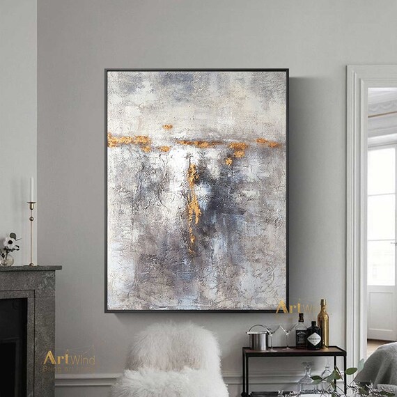 Large Abstract Painting on Canvas Gray Acrylic Canvas Art Grey - Etsy