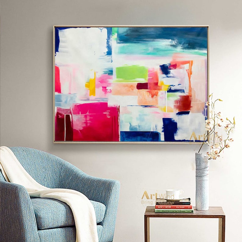 Large Colorful Abstract Painting on Canvas Bright Painting | Etsy