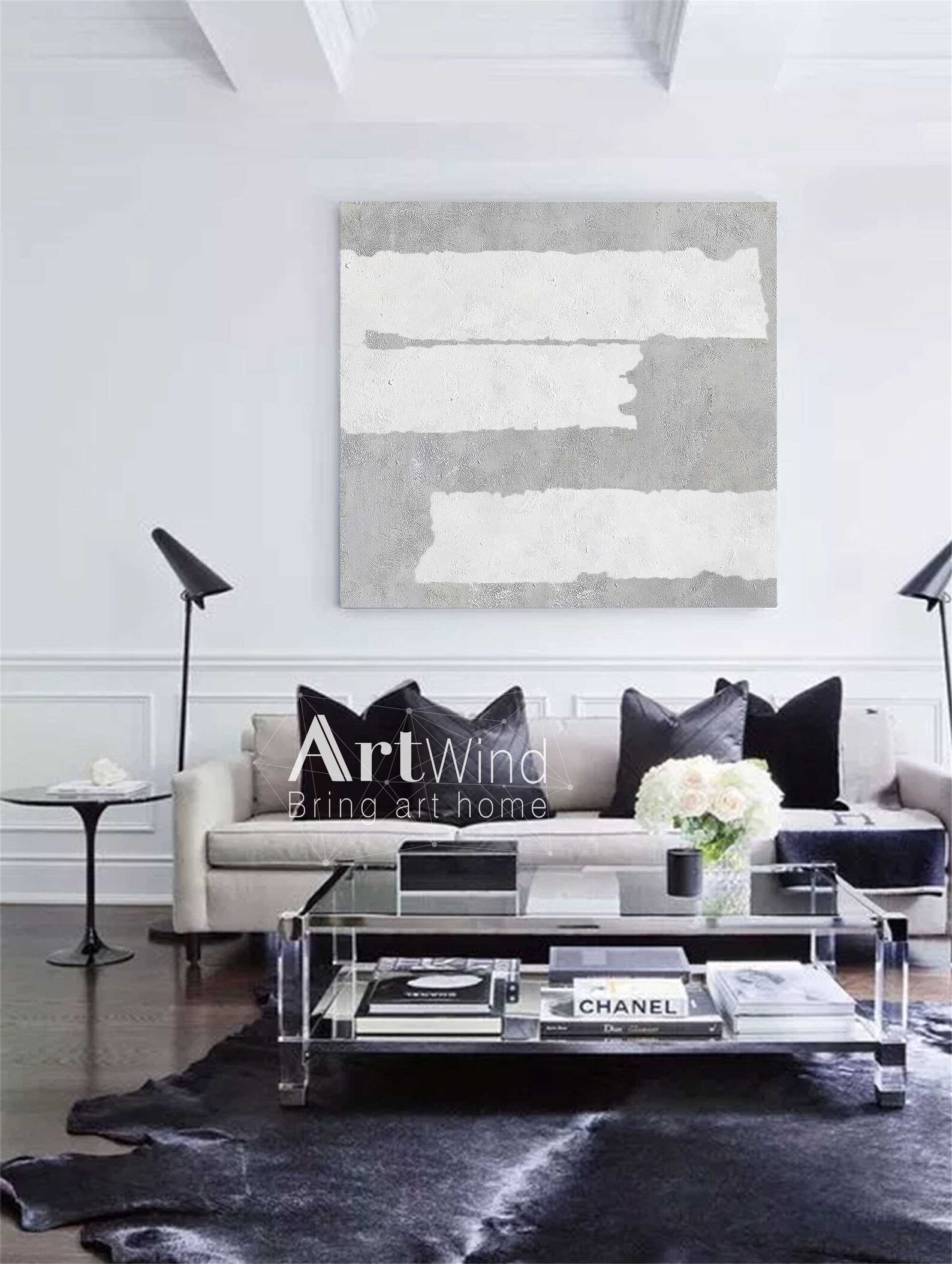 Large White Abstract Painting Original Minimalist Painting - Etsy