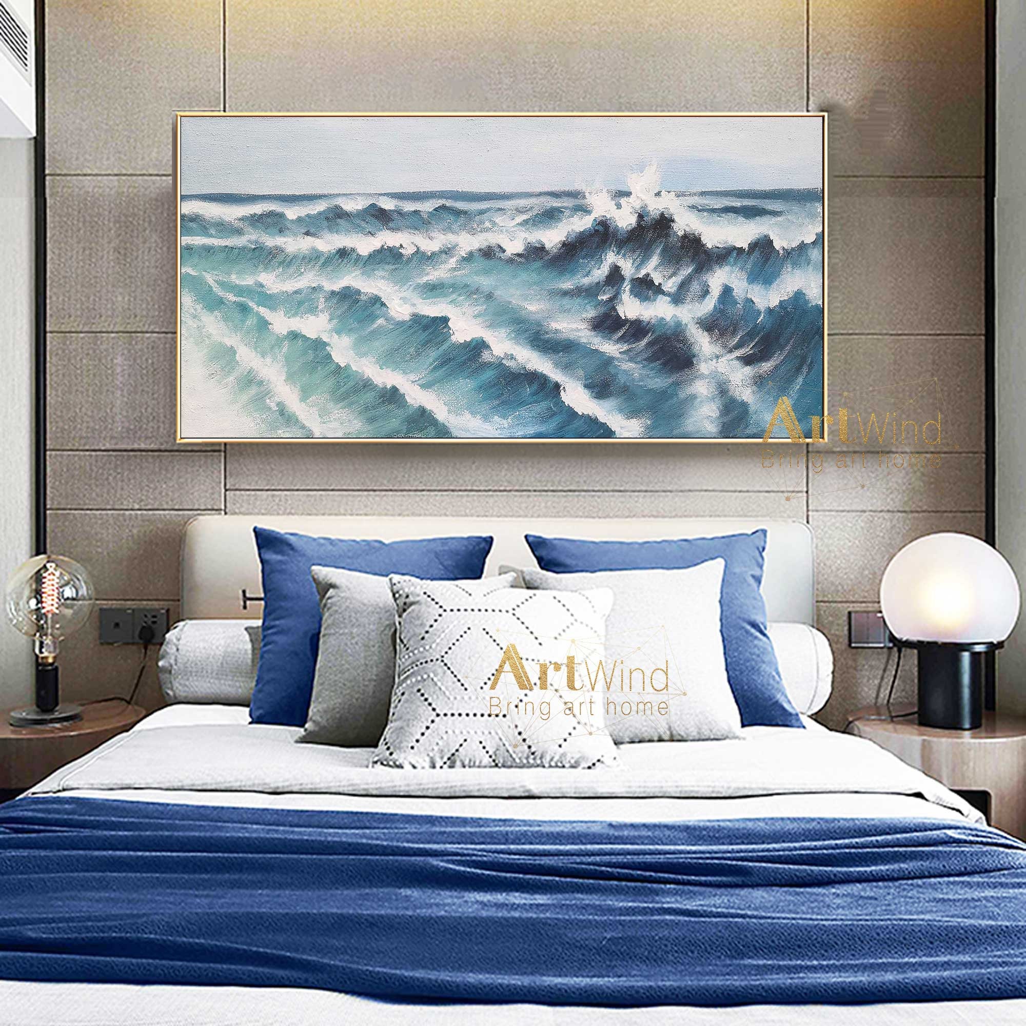 Large Seascape Painting Ocean Waves Painting Beach Original | Etsy