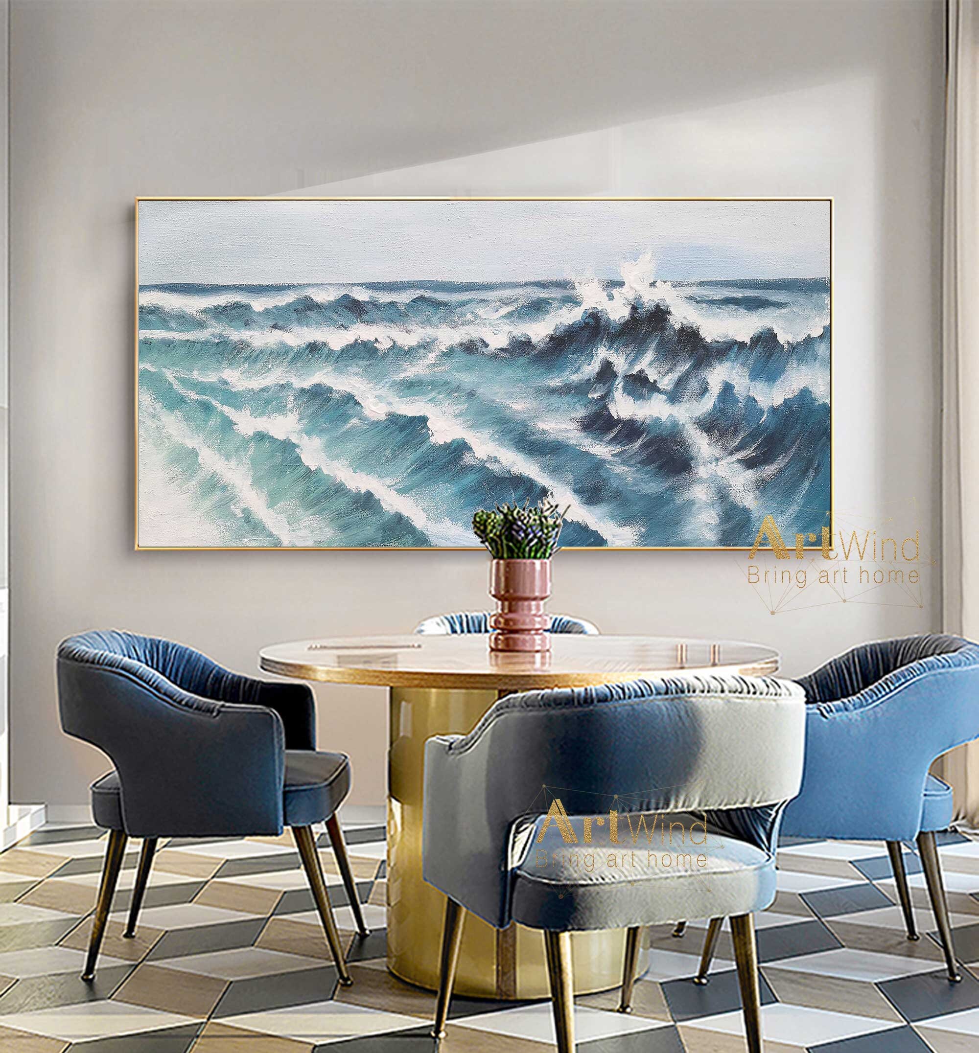 Large Seascape Painting Ocean Waves Painting Beach Original | Etsy