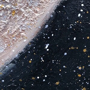 Large Moon Painting Black Canvas Art Landscape Painting Grey and Beige ...