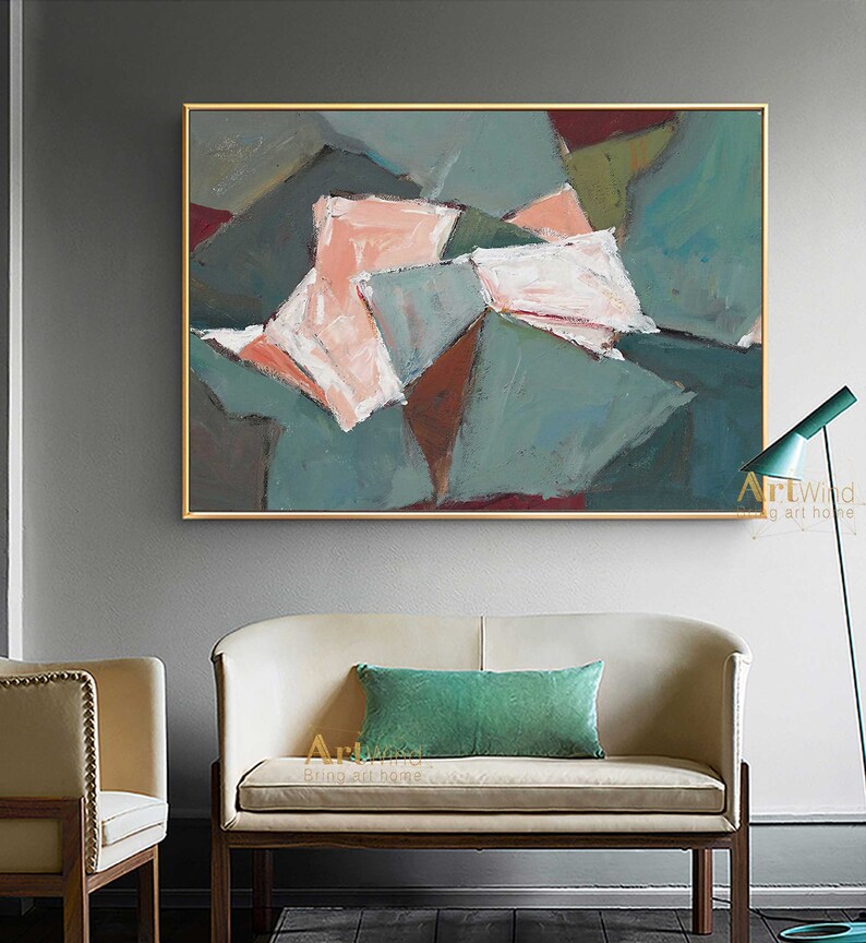 Large Green Abstract Canvas Art Light Green Minimalist | Etsy