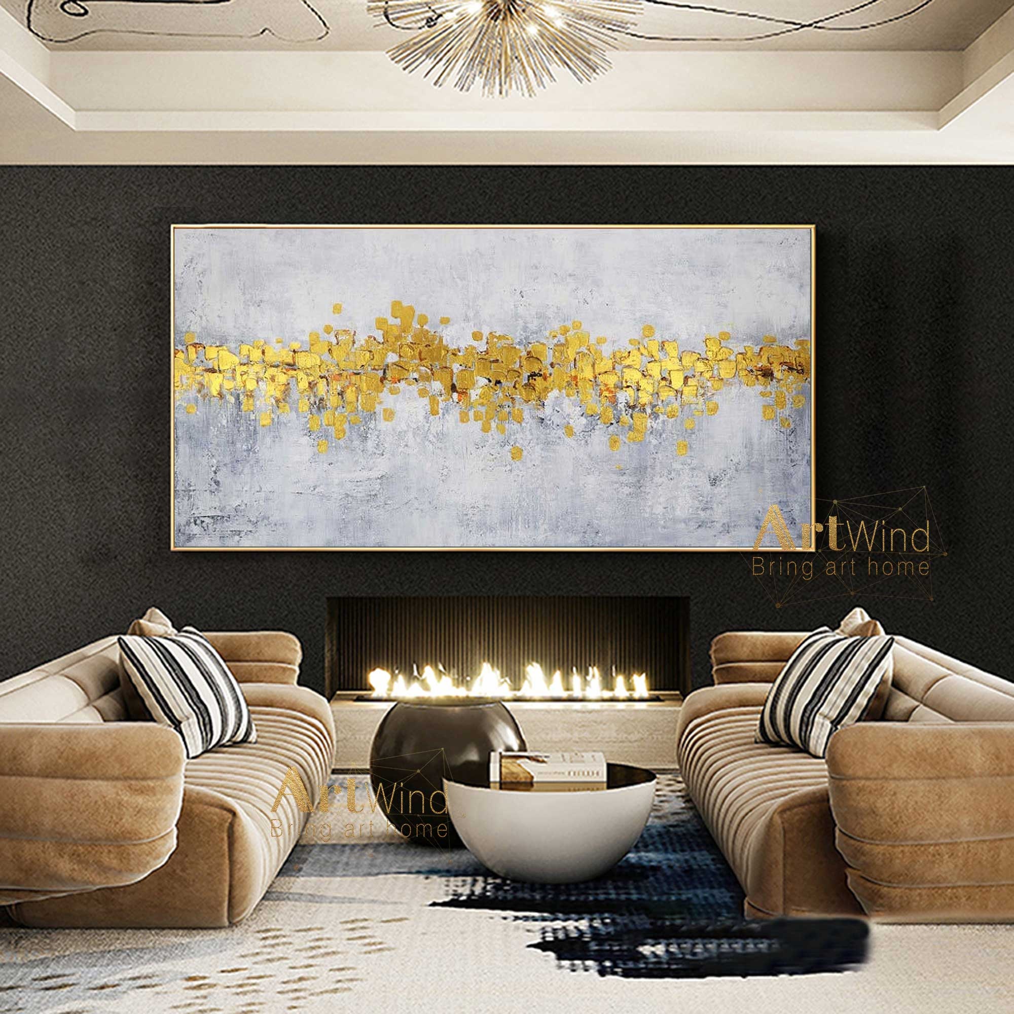 Huge Gold Abstract Painting Modern Decor Painting Gold Canvas - Etsy ...