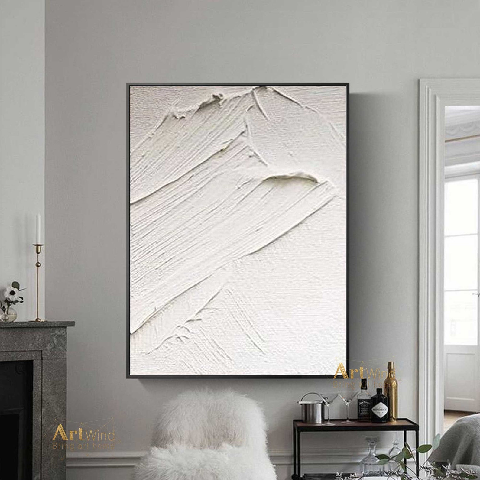 White Abstract Canvas Art 3D Textured Painting White Abstract - Etsy