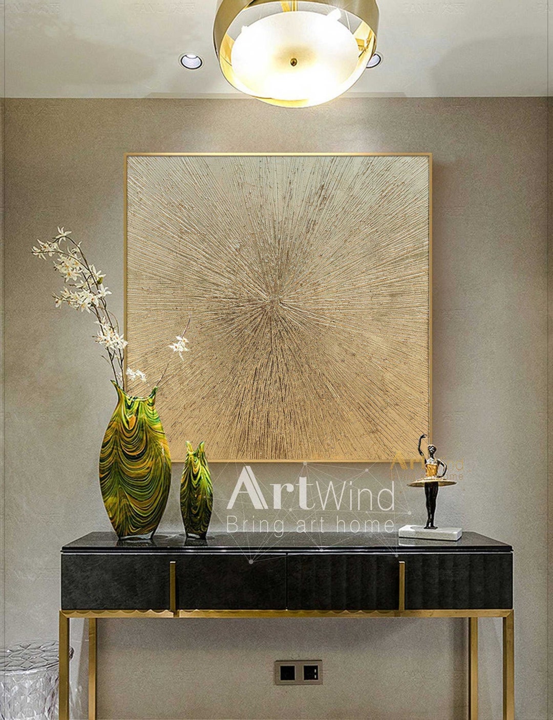 Large Gold Foil Painting Gold Abstract Canvas Art Original Painting ...