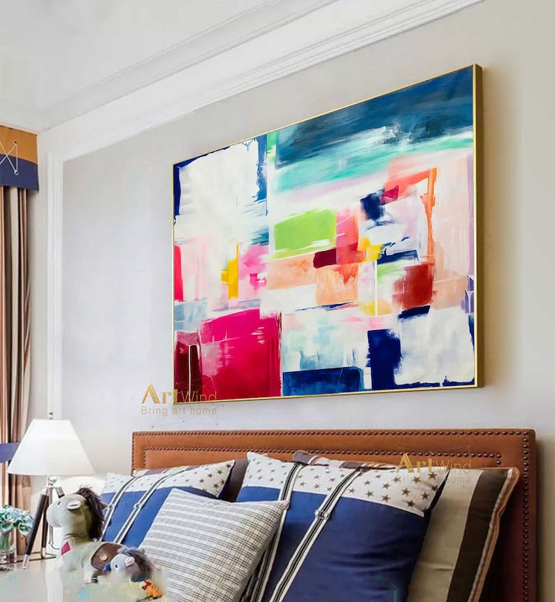 Large Colorful Abstract Painting on Canvas Bright Painting | Etsy
