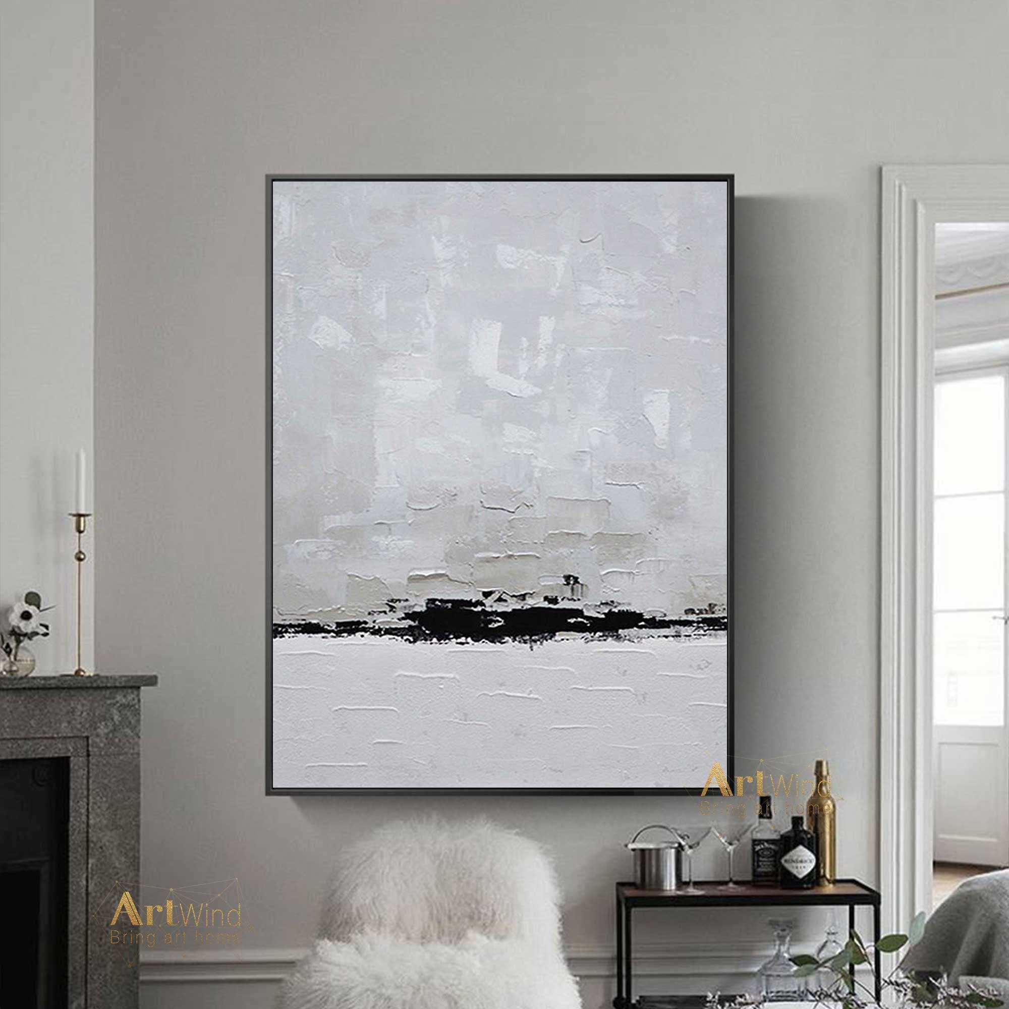 Black And White Abstract Painting Minimal