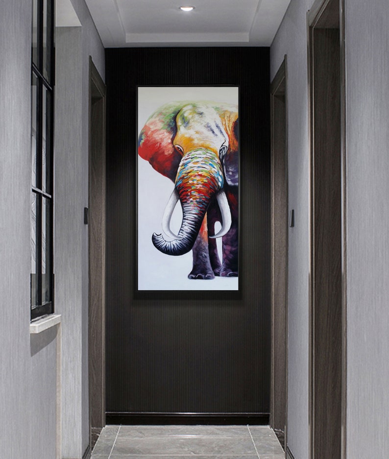 Large Elephant Painting Elephant Canvas Art Colorful Original - Etsy