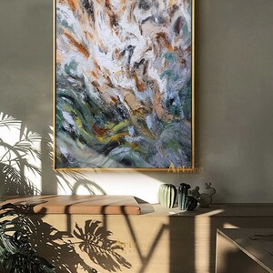 Large Abstract Painting Green Original Artwork Brown Abstract Canvas ...