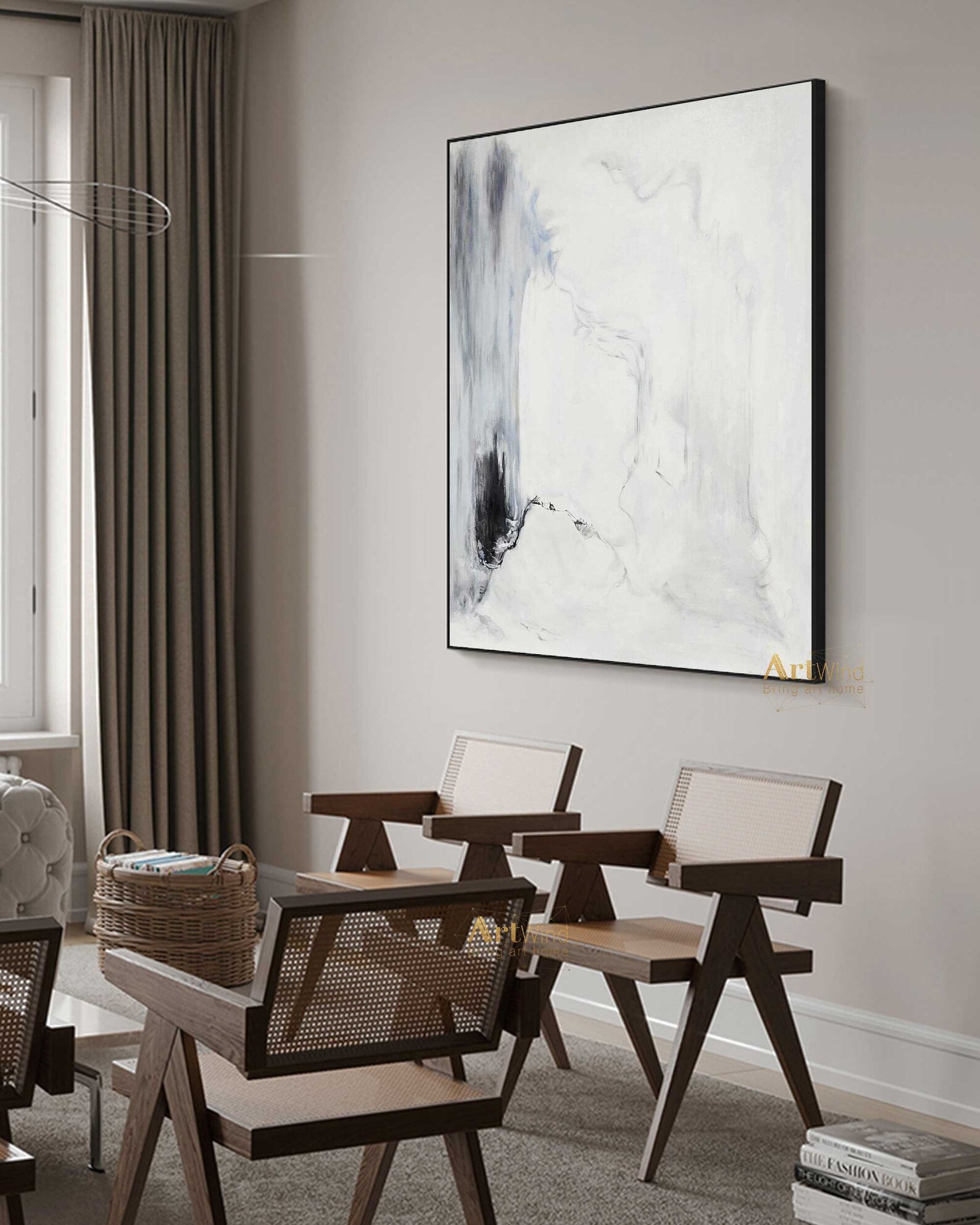 Original Abstract Canvas Art Grey Wall Art Large Contemporary - Etsy