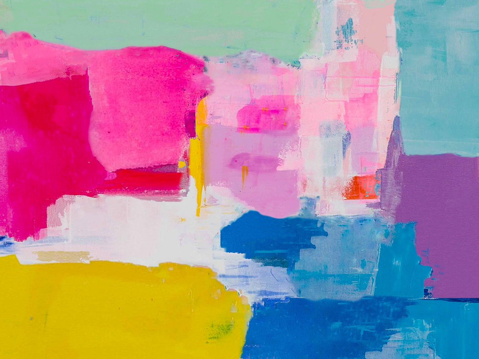 Extra Large Colorful Abstract Painting on Canvas Yellow and | Etsy