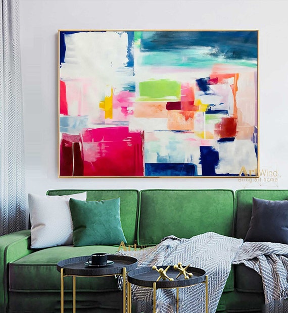 Large Colorful Abstract Painting on Canvas Bright Painting | Etsy