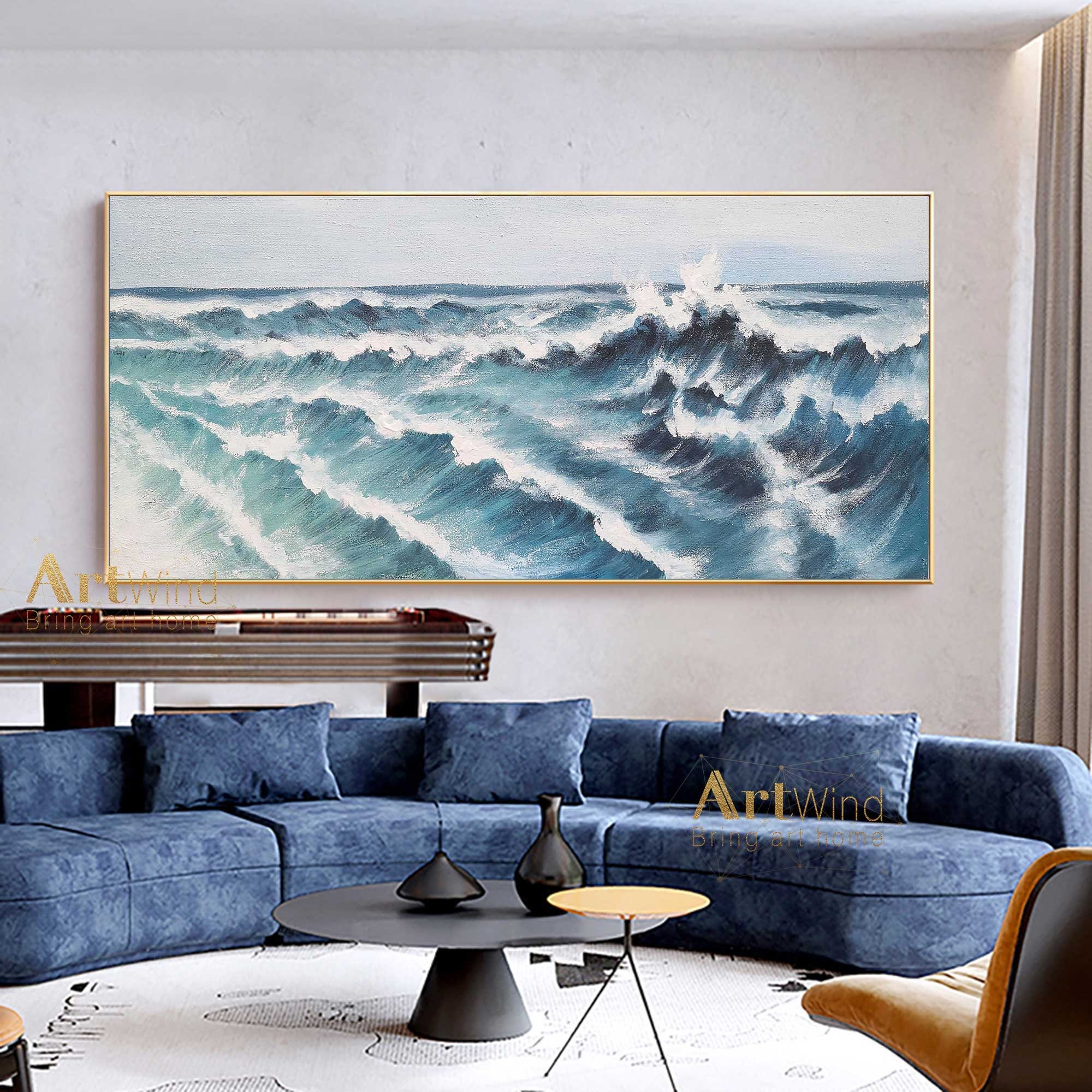 Large Seascape Painting Ocean Waves Painting Beach Original | Etsy