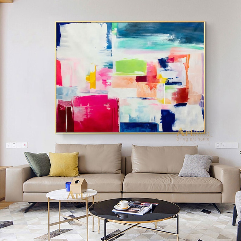 Large Colorful Abstract Painting on Canvas Bright Painting | Etsy